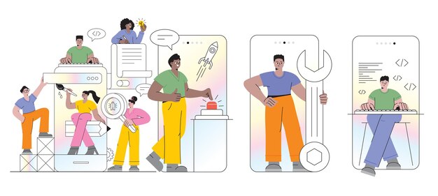 Premium Vector | Modern flat design illustration of backend development.