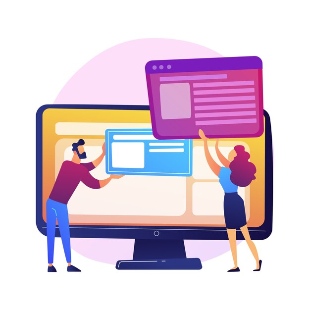 Free Vector | Website interface development planning. Devops team flat ...