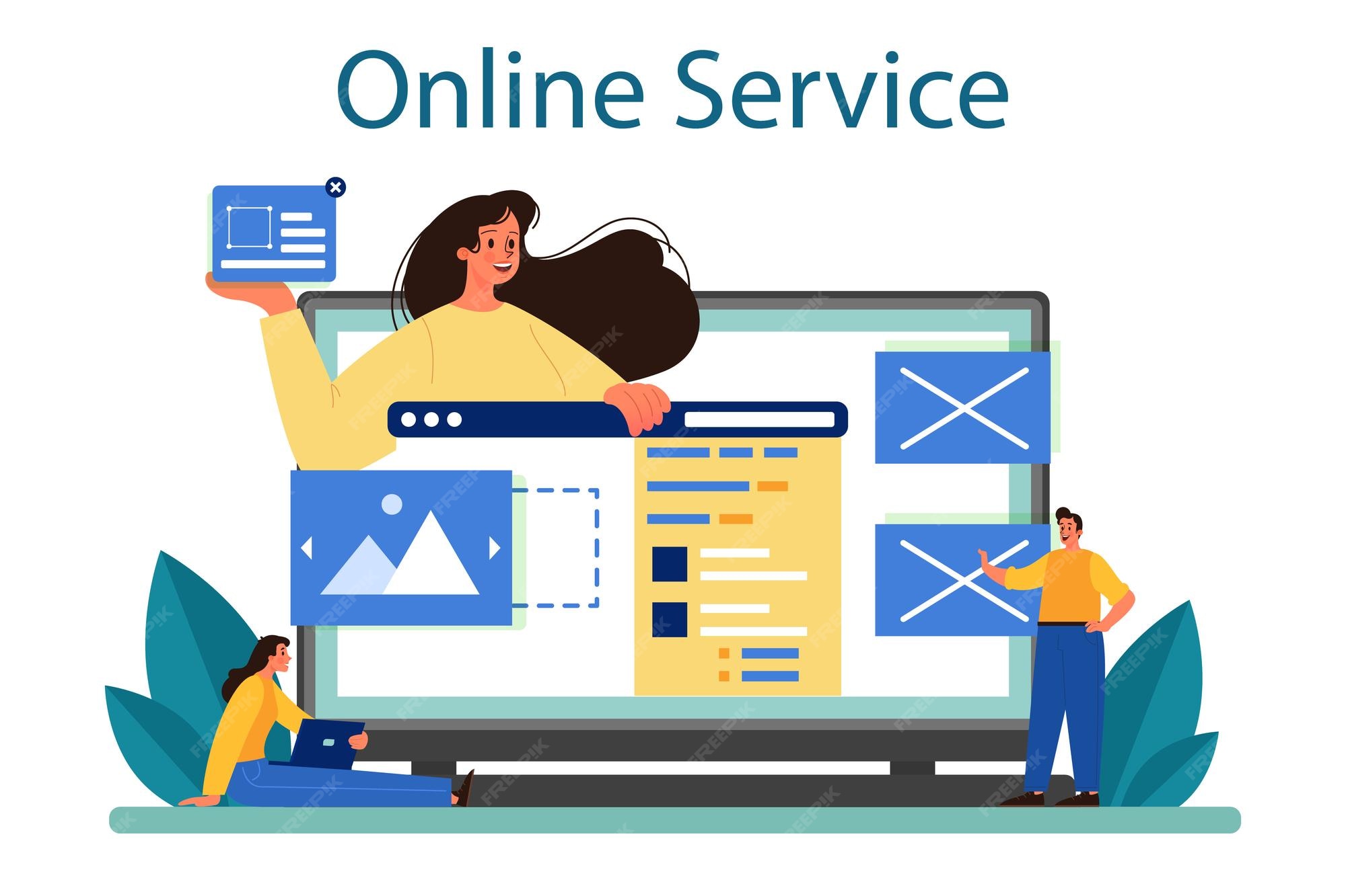 Premium Vector | Website layout online service or platform web ...