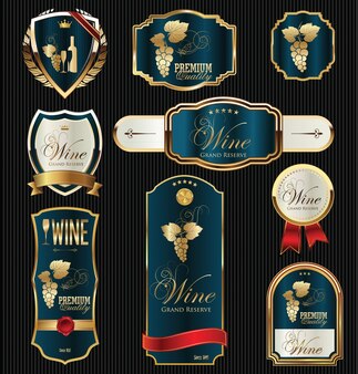 Premium Vector | Elegant premium wine labels set collection with golden ... Premium Vector | Elegant premium wine labels set collection with golden ...