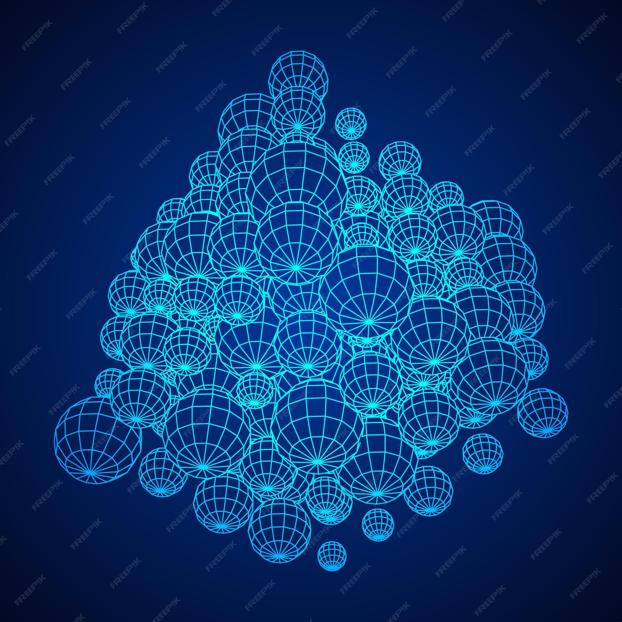 Premium Vector | Wireframe mesh cube make with many small spheres ...
