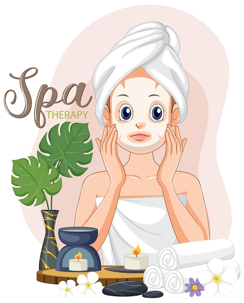 Free Vector Woman Applying Facial Mask Treatment