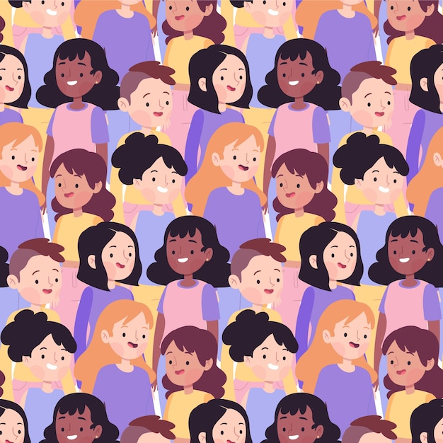 Free Vector Womens Day Pattern With Diverse Women Faces
