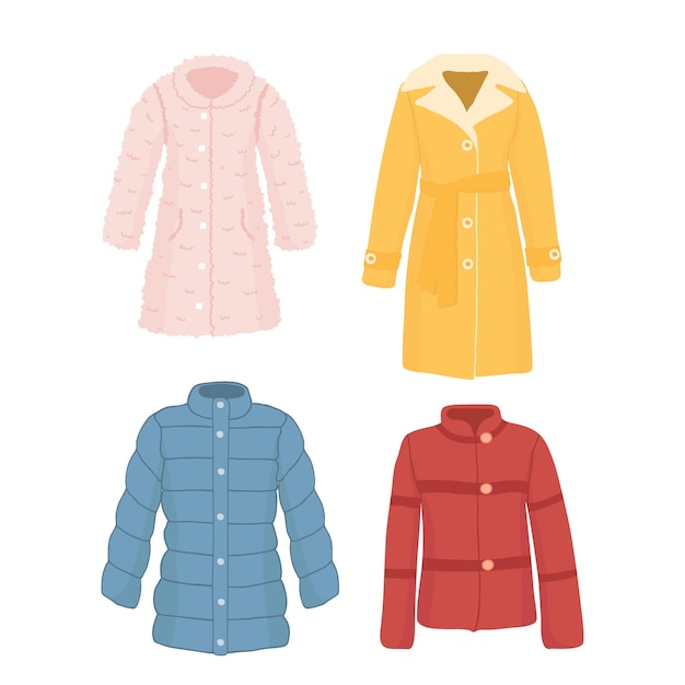 Premium Vector Womens Trendy Clothing Set Female Outerwear Coat Jacket