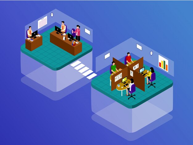 Premium Vector | Worker in office isometric design Premium Vector | Worker in office isometric design