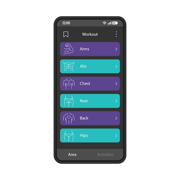 Premium Vector | Workout smartphone app interface vector template Premium Vector | Workout smartphone app interface vector template