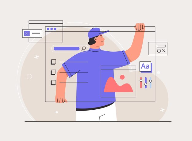 Premium Vector | People testing the interface of a mobile application
