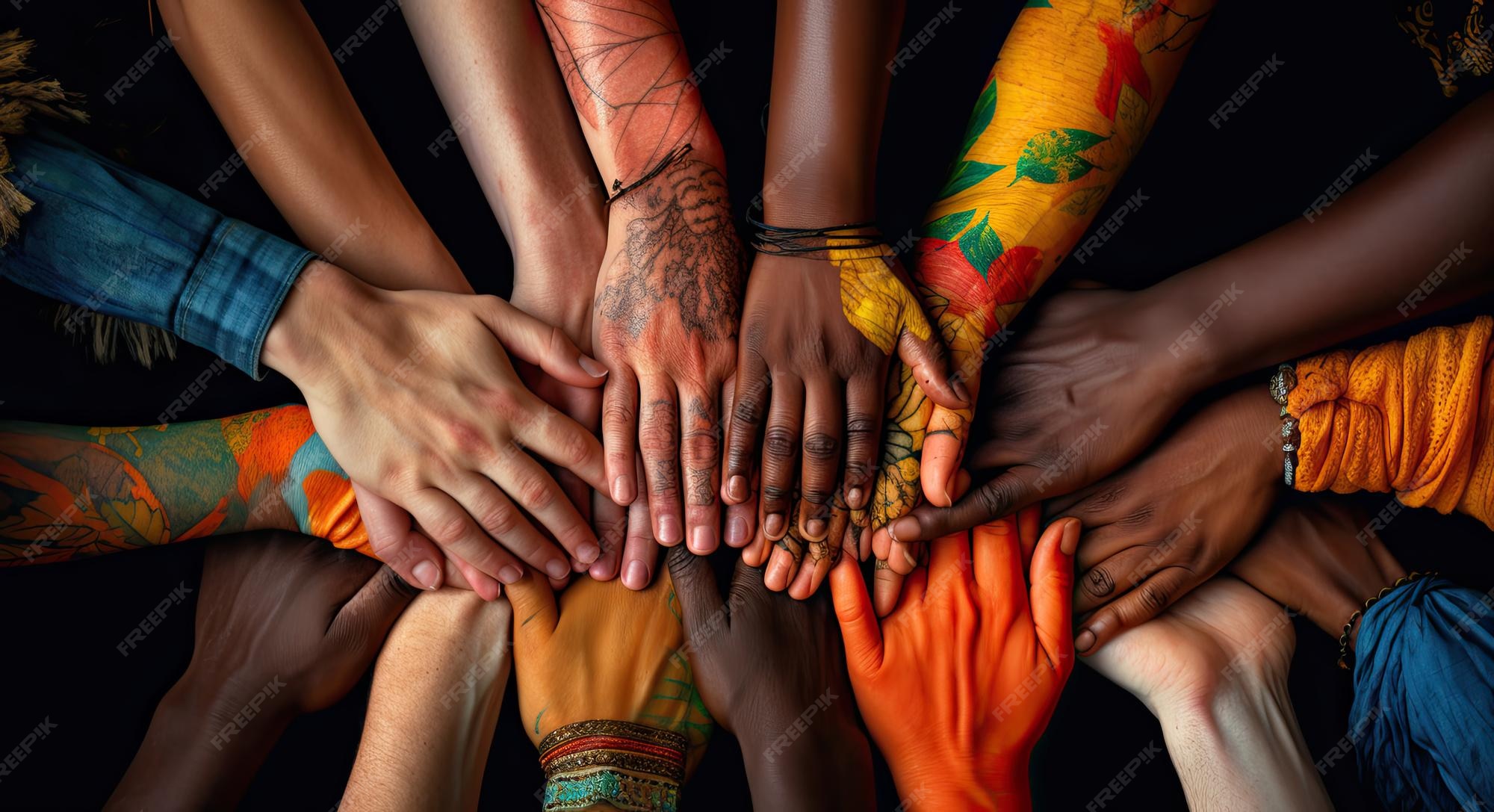 Célébrer la diversité culturelle Les mains de différentes races unies ... Célébrer la diversité culturelle Les mains de différentes races unies ...