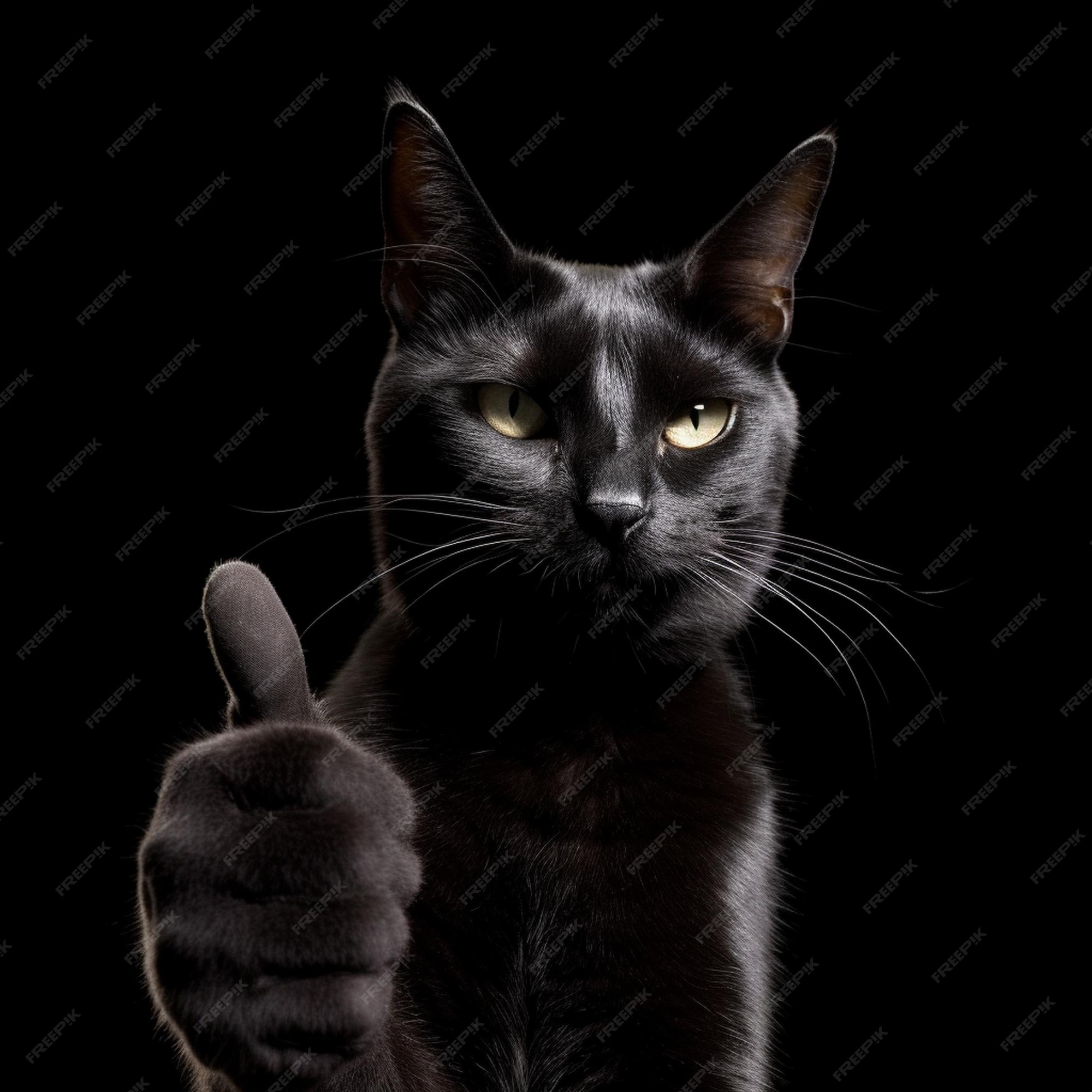 Un Chat Noir Avec Un Signe Du Pouce Levé Qui Dit « pouce Levé ... Un Chat Noir Avec Un Signe Du Pouce Levé Qui Dit « pouce Levé ...