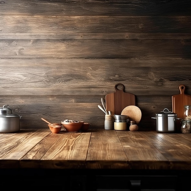 Un comptoir de cuisine avec une planche à découper en bois et une ... Un comptoir de cuisine avec une planche à découper en bois et une ...