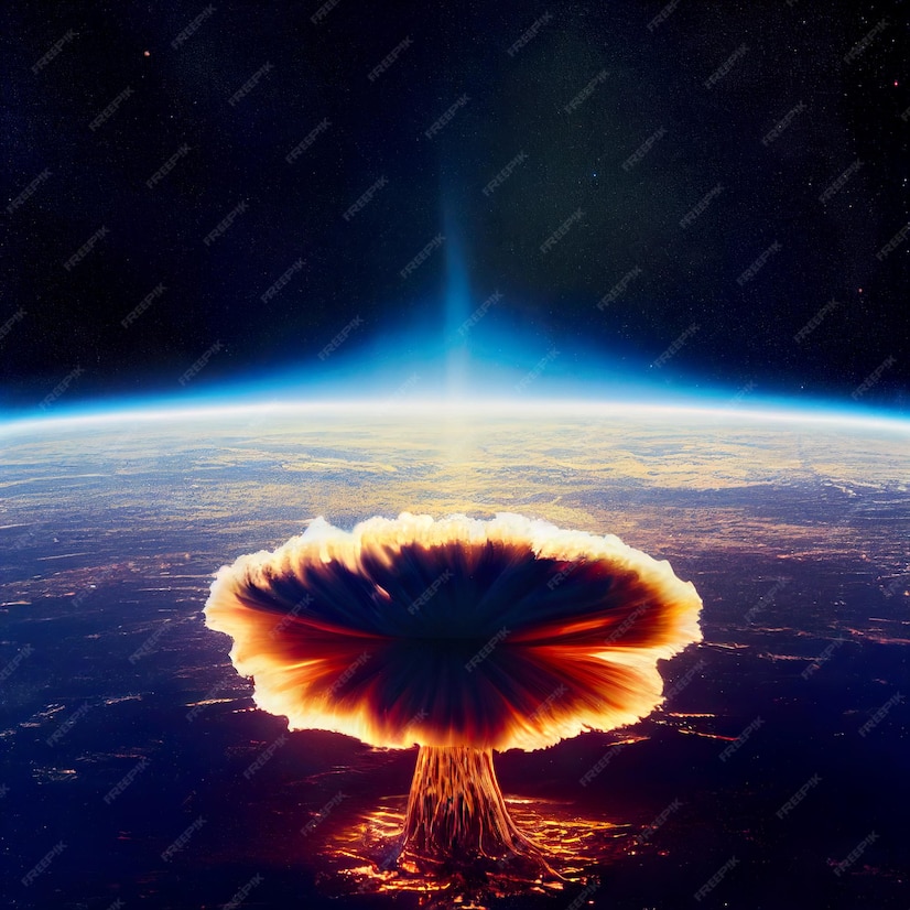 Explosion Dune Bombe Nucléaire Explosion Atomique Sur La Planète Terre Vue Depuis Lespace