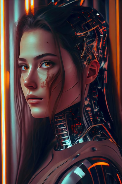 Une Femme Transformée En Yeux De Robot Ferme Le Crâne En Androïde ... Une Femme Transformée En Yeux De Robot Ferme Le Crâne En Androïde ...