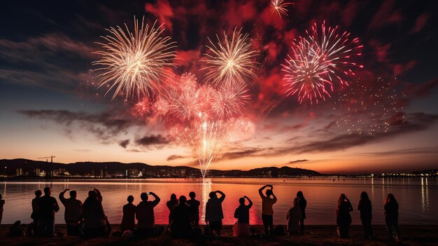 Des Feux Dartifice Pour La Veille Du Nouvel An Des Couples Apprécient