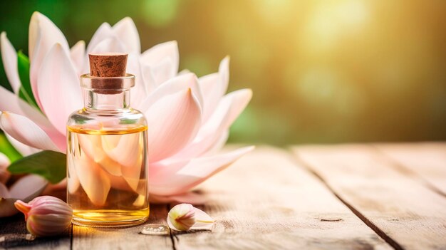 Huile Essentielle De Lotus Dans Une Bouteille Generative Ai Spa Photo