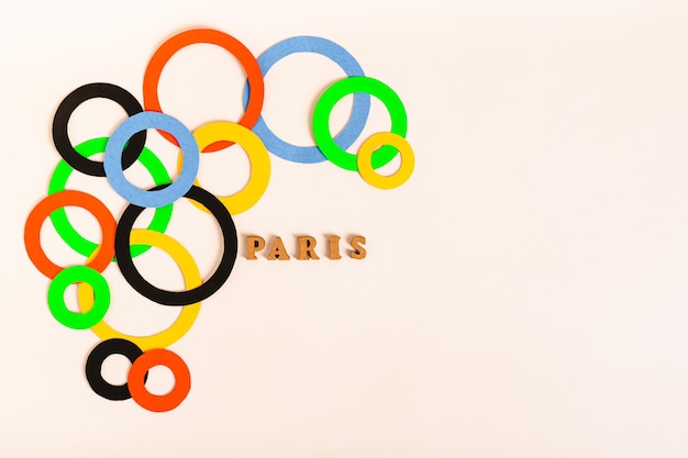 Jeux Olympiques Dété De Paris France 2024 Anneaux Multicolores Autour