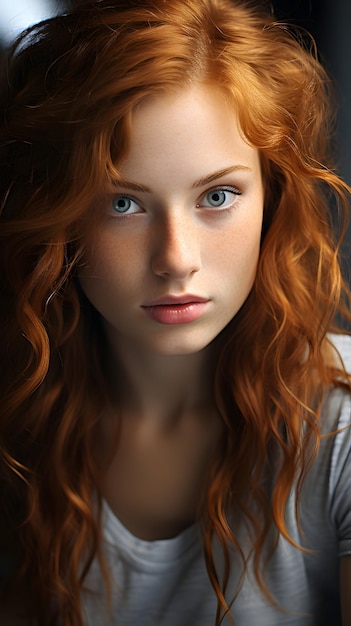 Photo Gros Plan Du Visage Dune Jeune Femme Aux Taches De Rousseur Au