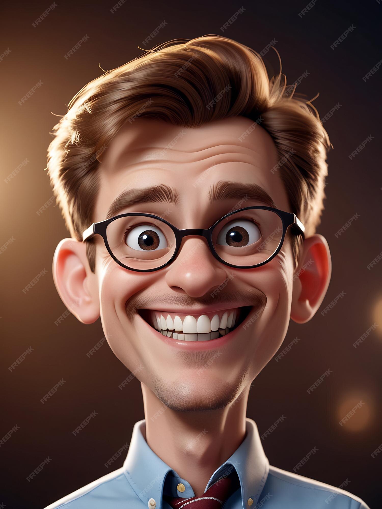 Portrait En 3d Caricature Illustration De Dessin Animé Ludique