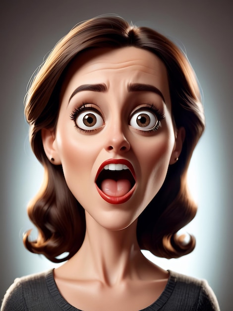 Portrait En 3d Caricature Illustration De Dessin Animé Ludique