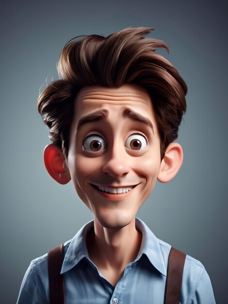 Portrait En 3d Caricature Illustration De Dessin Animé Ludique
