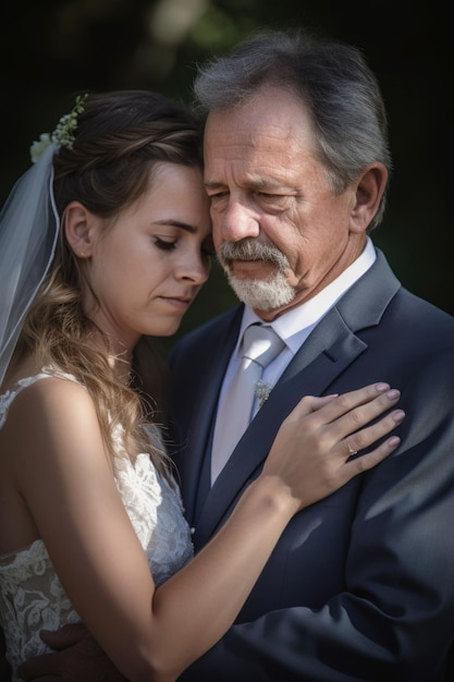 Portrait Dun Père Donnant Sa Fille à Son Mariage Créé Avec Une Ia