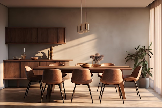 Une Salle à Manger Avec Un Mélange Harmonieux De Couleurs Chaudes Et ... Une Salle à Manger Avec Un Mélange Harmonieux De Couleurs Chaudes Et ...
