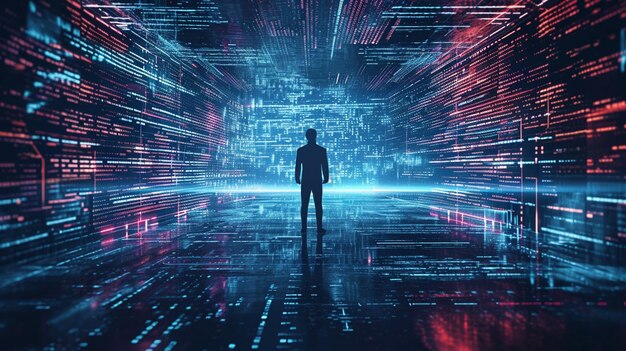 Premium Photo 3 D Rendering Of Abstract Futuristic Background With Binary Code And Binary Code