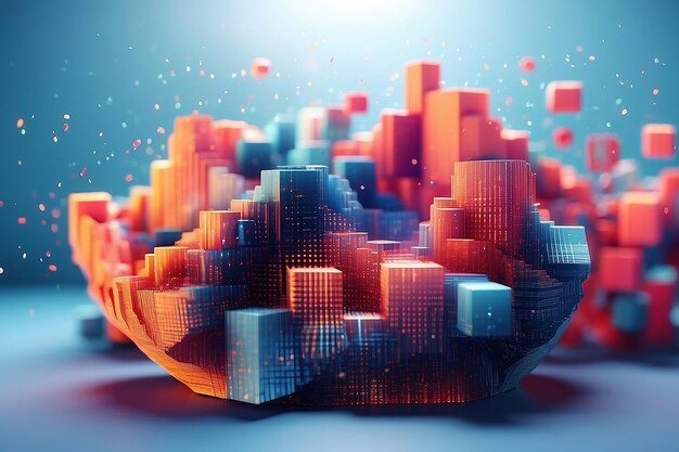 Premium Photo | 3d Abstract background with dashed lines connecting dots of poly cube and ...