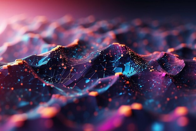 Premium Photo | 3d Abstract background with dashed lines connecting dots of poly cube and ...