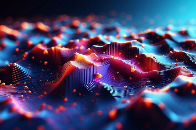 3d Abstract background with dashed lines connecting dots of poly cube and defocus Analytics ...