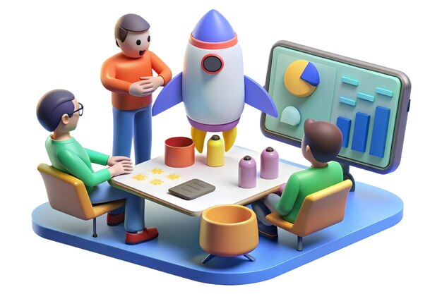 3D AI Driven Product Launch Planning Concept A Team Strategizing with ... 3D AI Driven Product Launch Planning Concept A Team Strategizing with ...