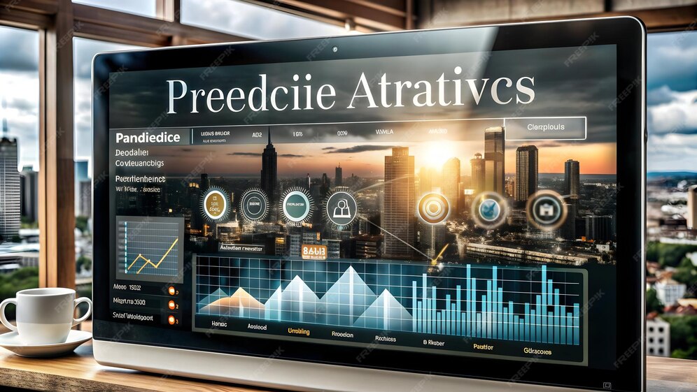 3d Ai Powered Predictive Analytics Frame Concept With Data Graphs And