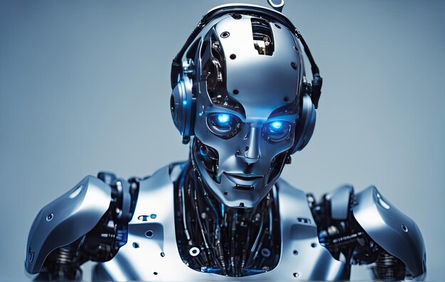 Premium AI Image | 3D android robot machine abstract machine learning ...