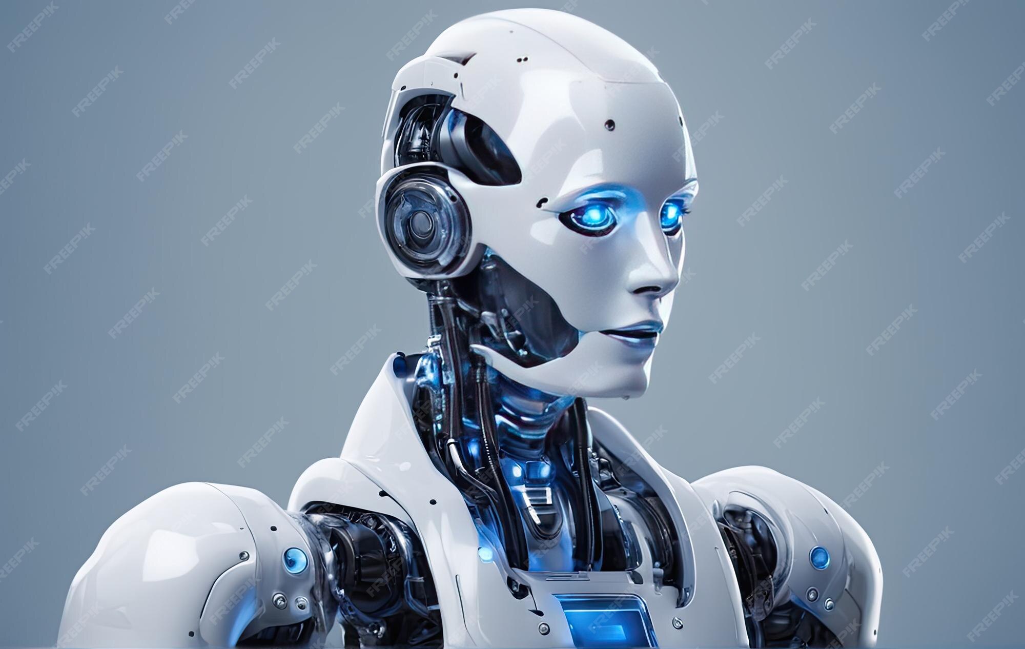 Premium AI Image | 3D android robot machine abstract machine learning ...