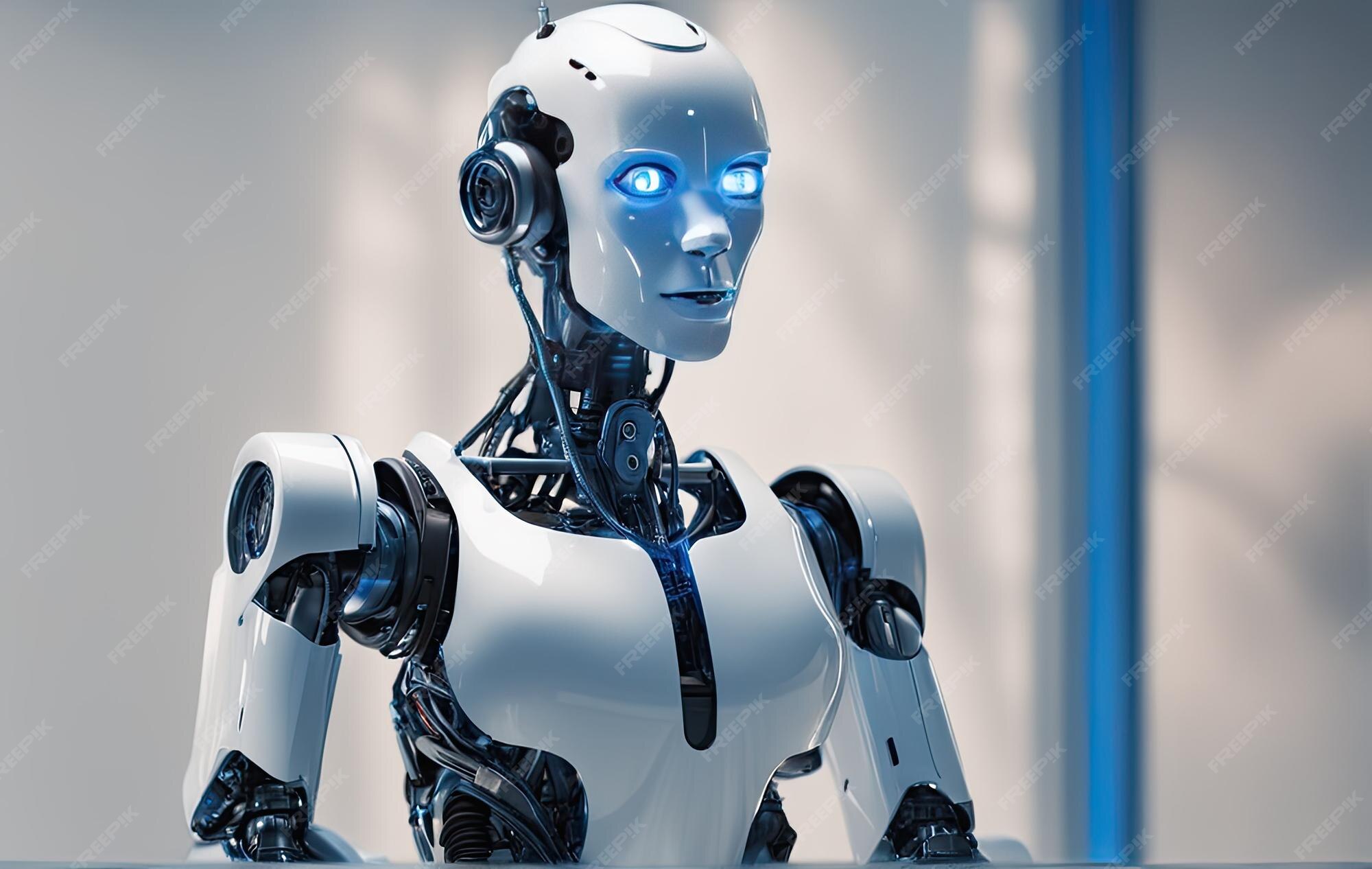 Premium AI Image | 3D android robot machine abstract machine learning ...