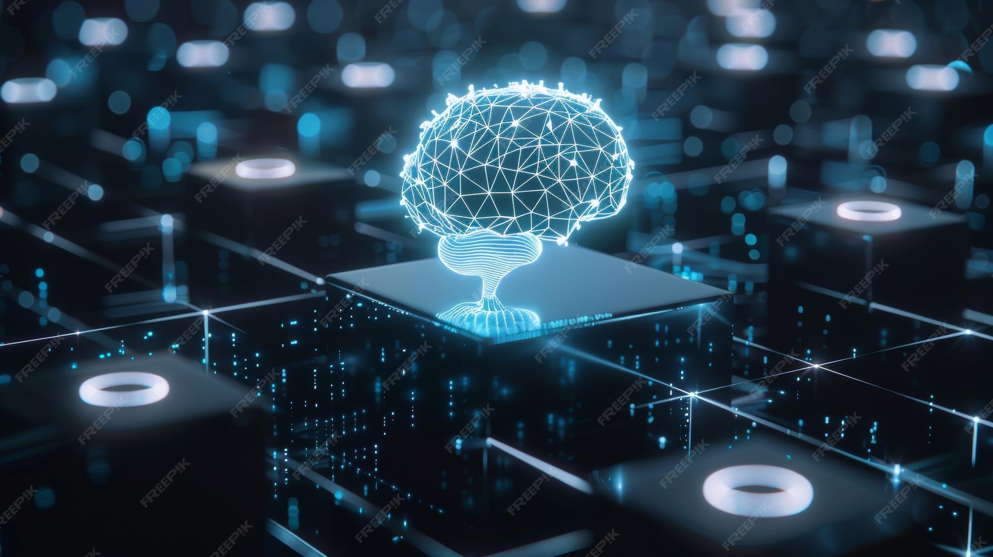 In 3d An Artificial Intelligence Ai Neural Network Digital Brain Machine Deep Learning