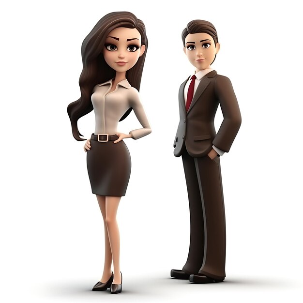 Premium Photo 3d Cartoon Businesswoman Leaning On Businessman