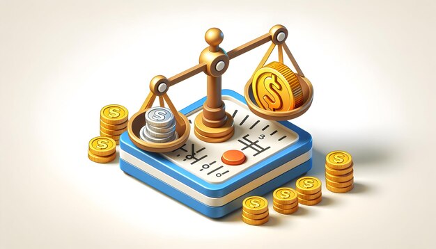 3D Cartoon Scale with Gold and Silver Coins A Precision Pricing Diorama ... 3D Cartoon Scale with Gold and Silver Coins A Precision Pricing Diorama ...