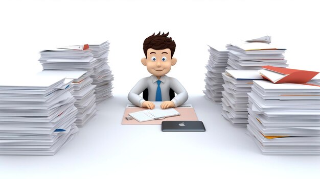 Premium Photo | 3D Character Organizing Tax Documents Premium Photo | 3D Character Organizing Tax Documents