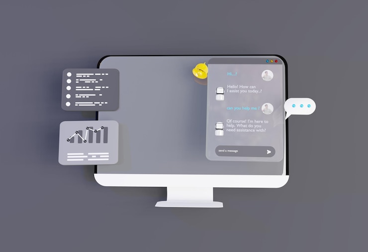 Premium Photo | 3D computer AI Robot Chatbot Web UIUX SOFTWARE ...
