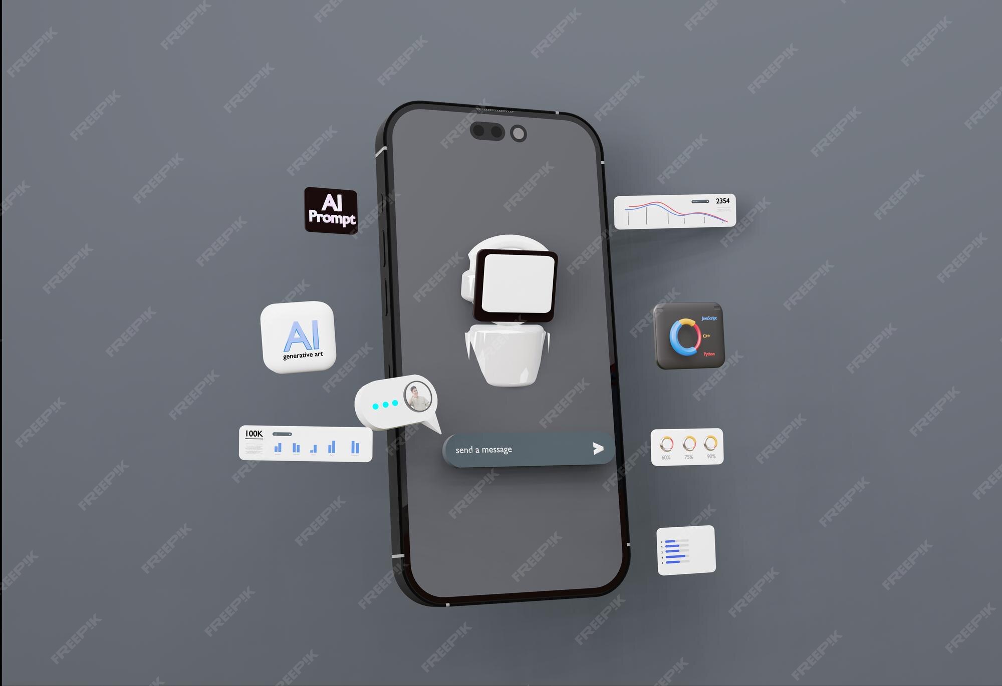 Premium Photo | 3d computer ai robot chatbot web uiux software programming algorithms analysis ...