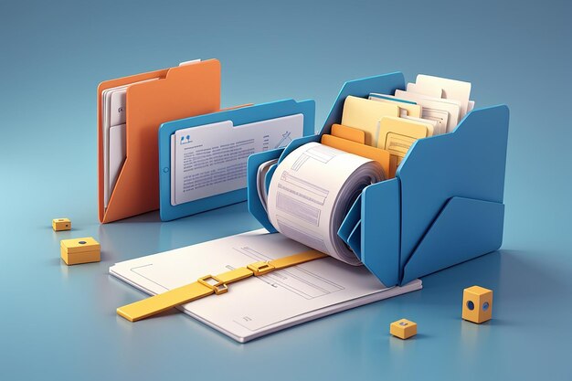 Premium Ai Image 3d File Transfer Of Document In Folder File Transfer Encrypted Form
