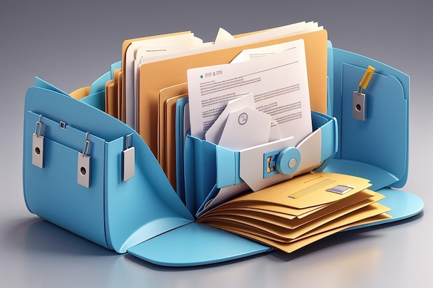 Premium Ai Image 3d File Transfer Of Document In Folder File Transfer Encrypted Form