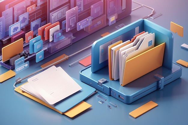 Premium Photo 3d File Transfer Of Document In Folder File Transfer Encrypted Form Connection