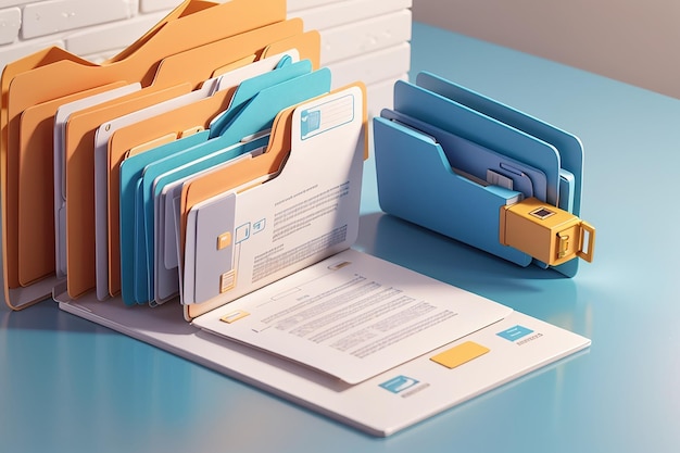 Premium Ai Image 3d File Transfer Of Document In Folder File Transfer Encrypted Form