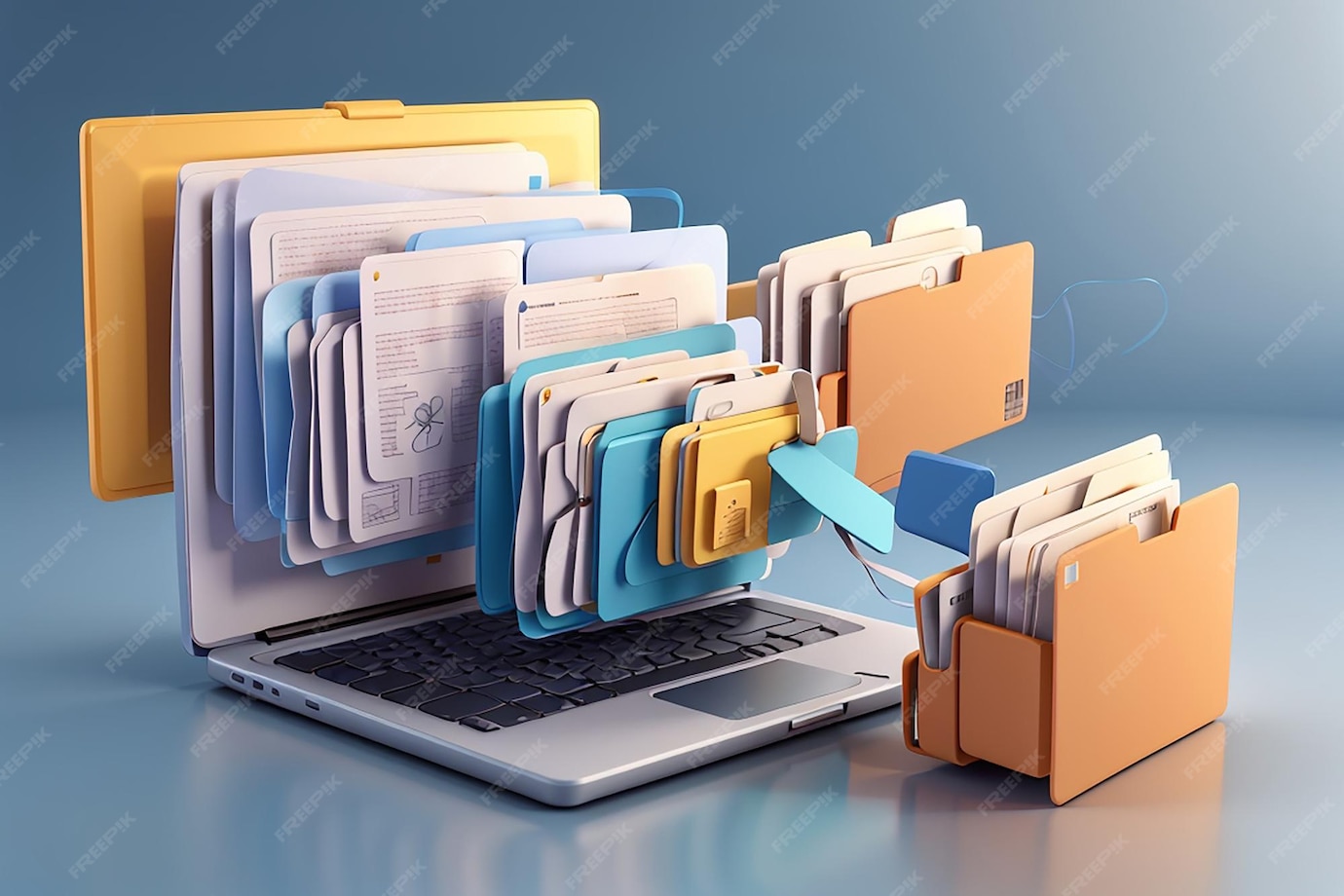 Premium Ai Image 3d File Transfer Of Document In Folder File Transfer