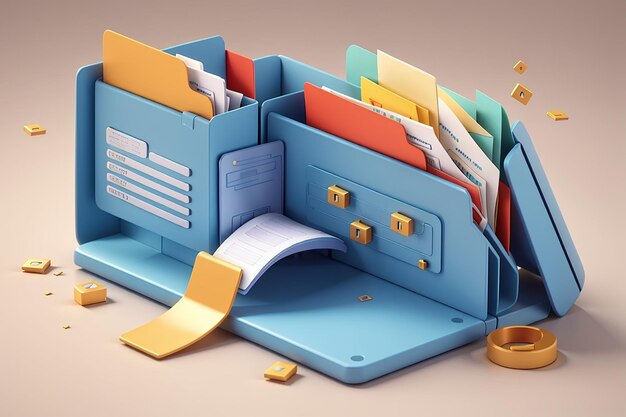 Premium Ai Image 3d File Transfer Of Document In Folder File Transfer Encrypted Form