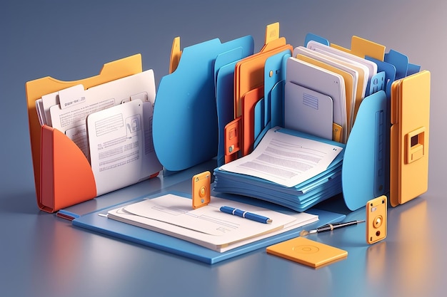 Premium Ai Image 3d File Transfer Of Document In Folder File Transfer Encrypted Form