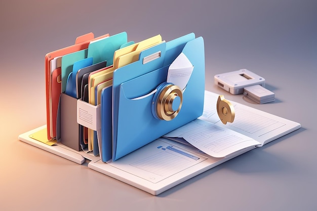 Premium Photo 3d File Transfer Of Document In Folder File Transfer Encrypted Form Connection