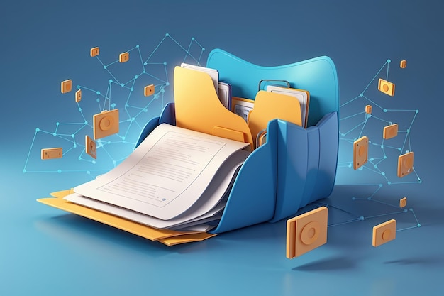Premium Ai Image 3d File Transfer Of Document In Folder File Transfer Encrypted Form