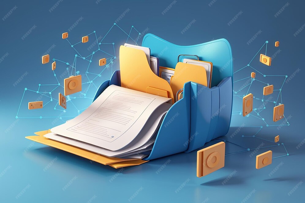 Premium AI Image | 3d file transfer of document in folder file transfer encrypted form ...